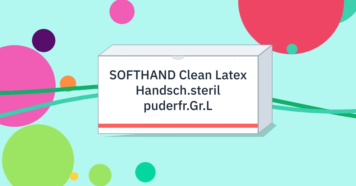 Symbolbild: Packung mit der Aufschrift SOFTHAND Clean Latex Handsch.steril puderfr.Gr.L (PZN 00368823) – Verfügbarkeit und Bezug in Apotheken in Frankfurt am Main