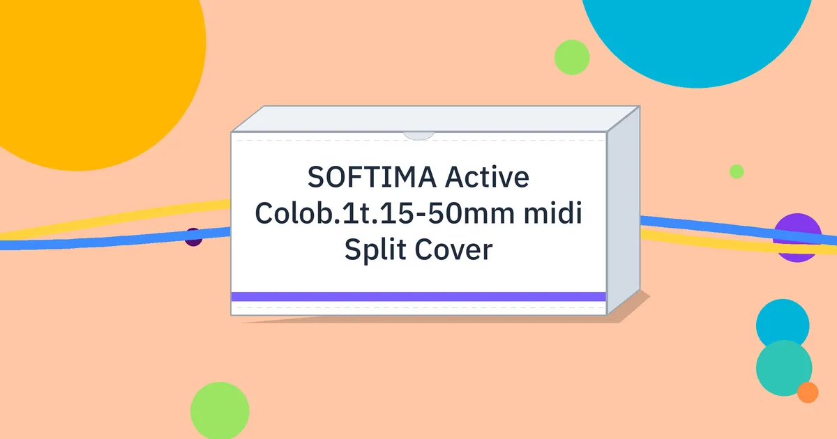 Symbolbild: Packung mit der Aufschrift SOFTIMA Active Colob.1t.15-50mm midi Split Cover (PZN 12499128) – Verfügbarkeit und Bezug in Apotheken in Frankfurt am Main