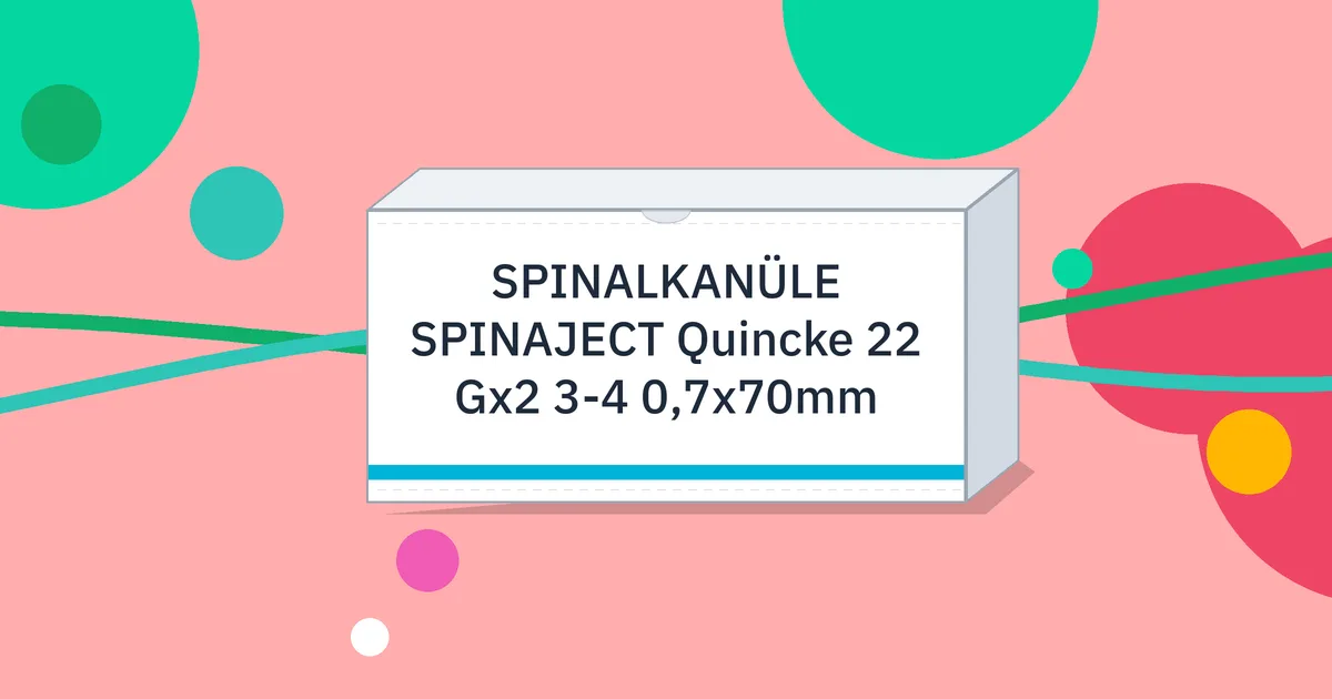 Symbolbild: Packung mit der Aufschrift SPINALKANÜLE SPINAJECT Quincke 22 Gx2 3-4 0,7x70mm (PZN 18862943) – Verfügbarkeit und Bezug in Apotheken in Frankfurt am Main
