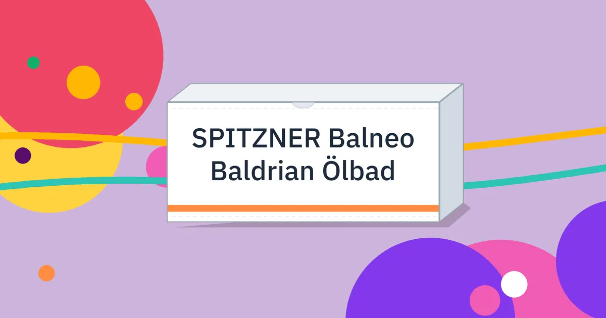 Symbolbild: Packung mit der Aufschrift SPITZNER Balneo Baldrian Ölbad (PZN 01977398) – Verfügbarkeit und Bezug in Apotheken in Frankfurt am Main