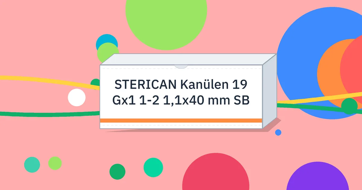Symbolbild: Packung mit der Aufschrift STERICAN Kanülen 19 Gx1 1-2 1,1x40 mm SB (PZN 16016687) – Verfügbarkeit und Bezug in Apotheken in Frankfurt am Main