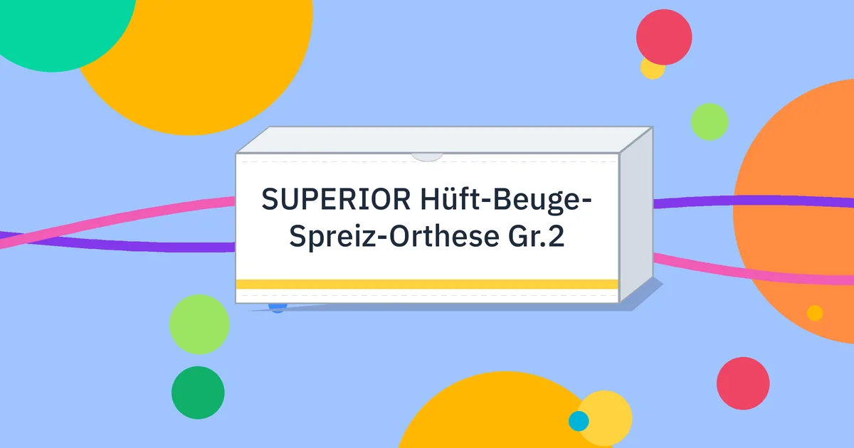 Symbolbild: Packung mit der Aufschrift SUPERIOR Hüft-Beuge-Spreiz-Orthese Gr.2 (PZN 09670995) – Verfügbarkeit und Bezug in Apotheken in Frankfurt am Main