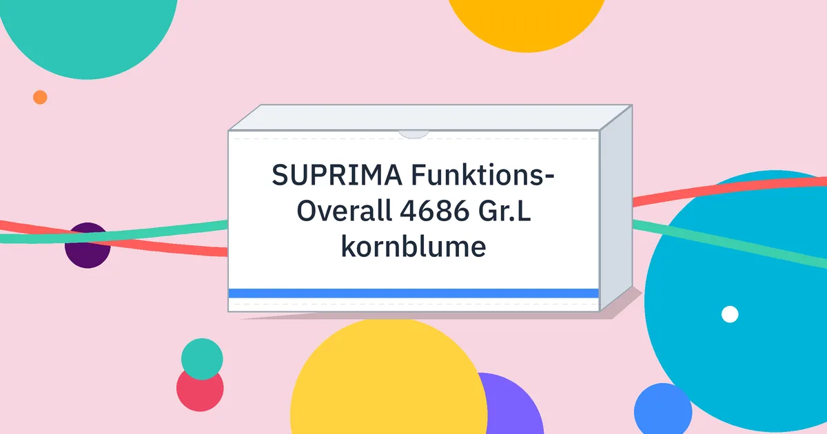 Symbolbild: Packung mit der Aufschrift SUPRIMA Funktions-Overall 4686 Gr.L kornblume (PZN 19630956) – Verfügbarkeit und Bezug in Apotheken in Frankfurt am Main