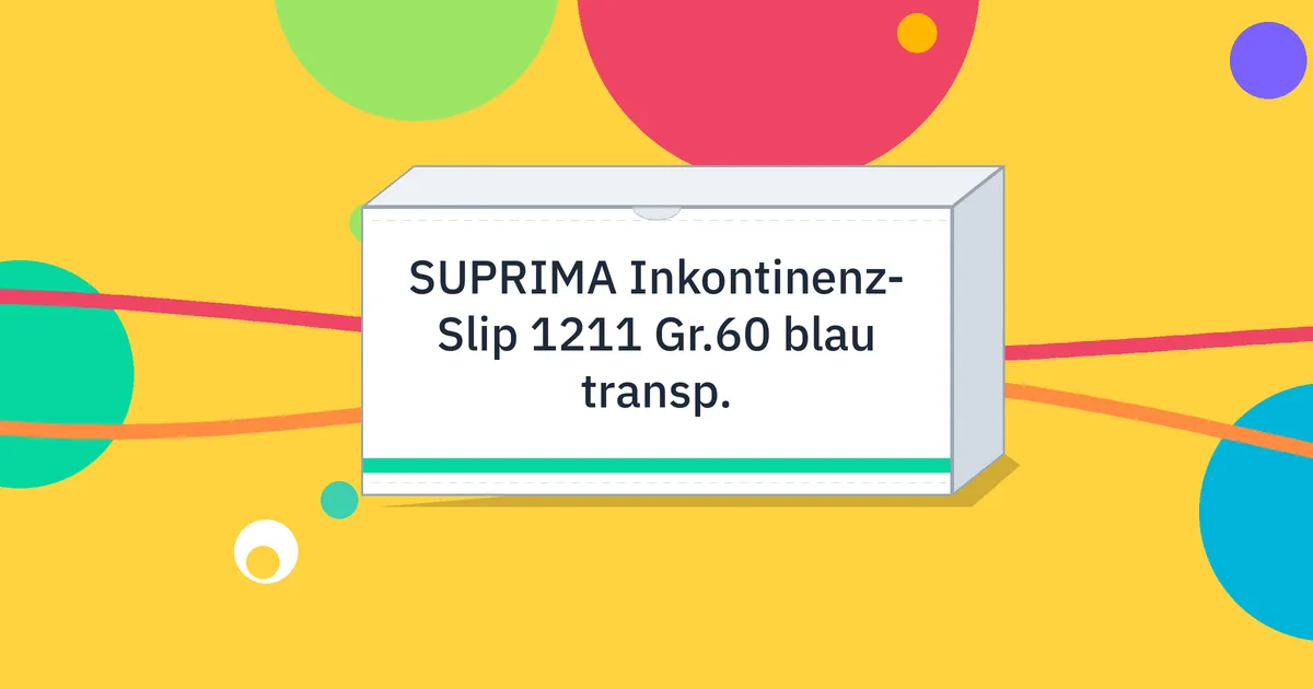 Symbolbild: Packung mit der Aufschrift SUPRIMA Inkontinenz-Slip 1211 Gr.60 blau transp. (PZN 01366039) – Verfügbarkeit und Bezug in Apotheken in Frankfurt am Main
