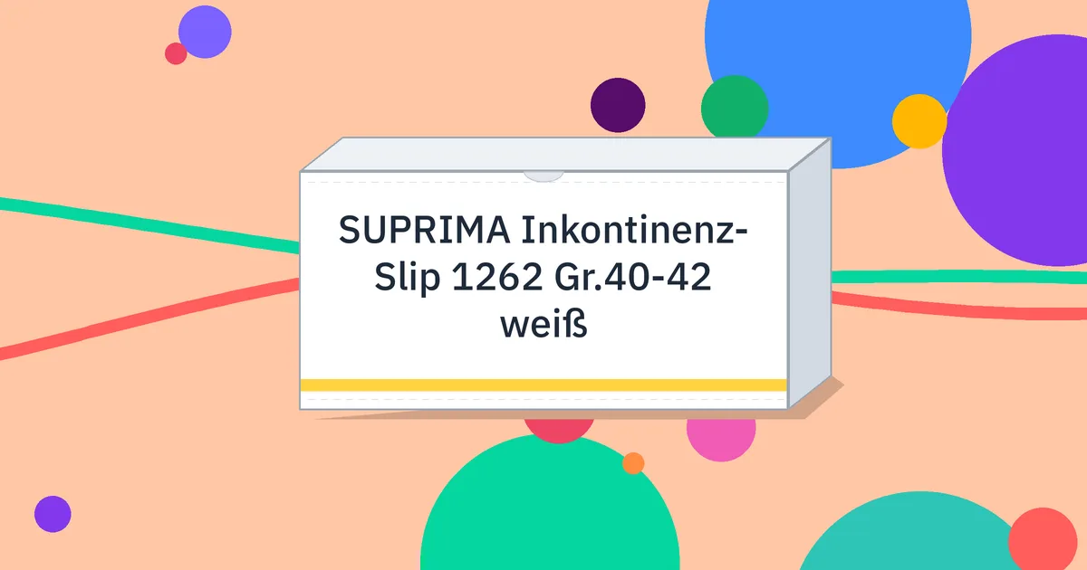 Symbolbild: Packung mit der Aufschrift SUPRIMA Inkontinenz-Slip 1262 Gr.40-42 weiß (PZN 02849337) – Verfügbarkeit und Bezug in Apotheken in Frankfurt am Main