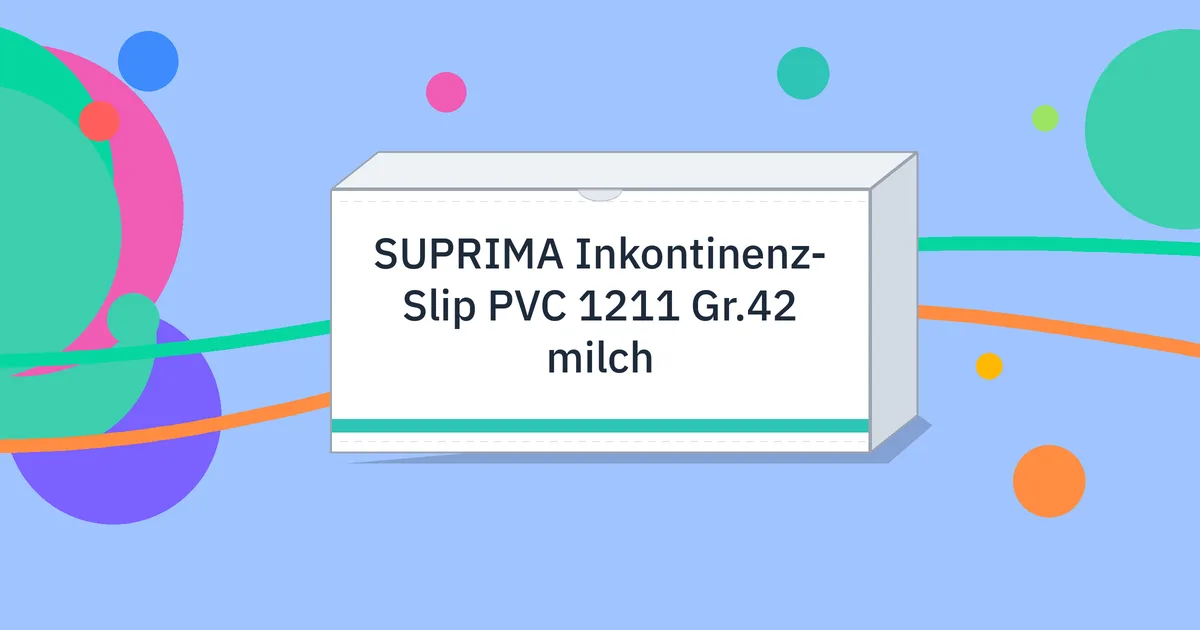 Symbolbild: Packung mit der Aufschrift SUPRIMA Inkontinenz-Slip PVC 1211 Gr.42 milch (PZN 03922579) – Verfügbarkeit und Bezug in Apotheken in Frankfurt am Main