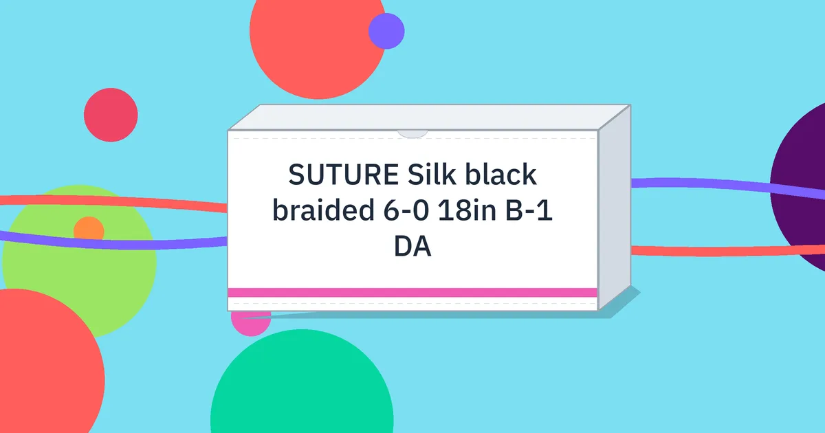 Symbolbild: Packung mit der Aufschrift SUTURE Silk black braided 6-0 18in B-1 DA (PZN 19958438) – Verfügbarkeit und Bezug in Apotheken in Frankfurt am Main