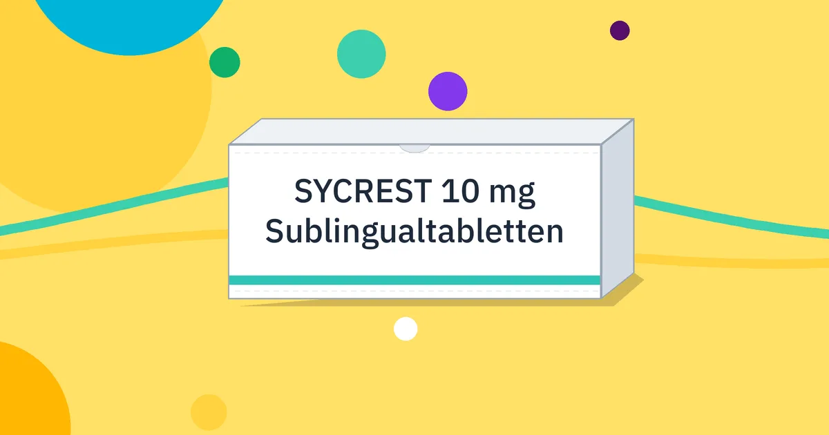 Symbolbild: Packung mit der Aufschrift SYCREST 10 mg Sublingualtabletten (PZN 12571274) – Verfügbarkeit und Bezug in Apotheken in Frankfurt am Main