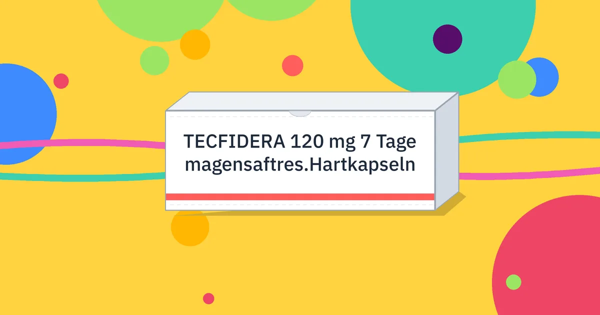 Symbolbild: Packung mit der Aufschrift TECFIDERA 120 mg 7 Tage magensaftres.Hartkapseln (PZN 04868876) – Verfügbarkeit und Bezug in Apotheken in Frankfurt am Main
