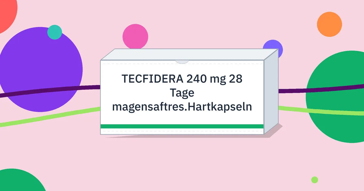 Symbolbild: Packung mit der Aufschrift TECFIDERA 240 mg 28 Tage magensaftres.Hartkapseln (PZN 18656505) – Verfügbarkeit und Bezug in Apotheken in Frankfurt am Main
