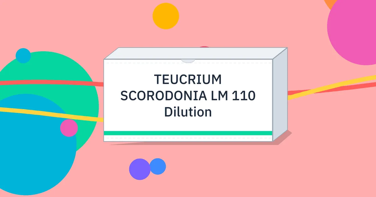 Symbolbild: Packung mit der Aufschrift TEUCRIUM SCORODONIA LM 110 Dilution (PZN 13217847) – Verfügbarkeit und Bezug in Apotheken in Frankfurt am Main