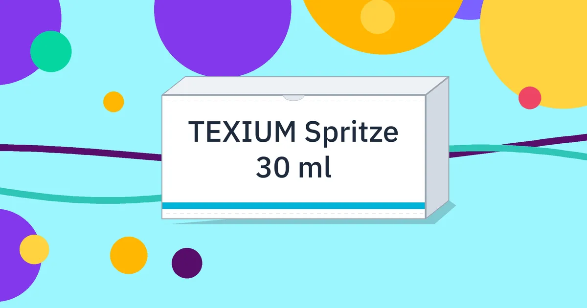 Symbolbild: Packung mit der Aufschrift TEXIUM Spritze 30 ml (PZN 20862241) – Verfügbarkeit und Bezug in Apotheken in Frankfurt am Main