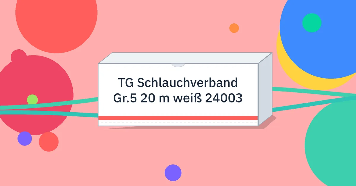 Symbolbild: Packung mit der Aufschrift TG Schlauchverband Gr.5 20 m weiß 24003 (PZN 05490724) – Verfügbarkeit und Bezug in Apotheken in Frankfurt am Main