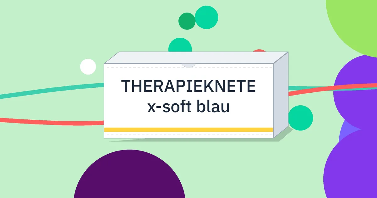Symbolbild: Packung mit der Aufschrift THERAPIEKNETE x-soft blau (PZN 09537256) – Verfügbarkeit und Bezug in Apotheken in Frankfurt am Main
