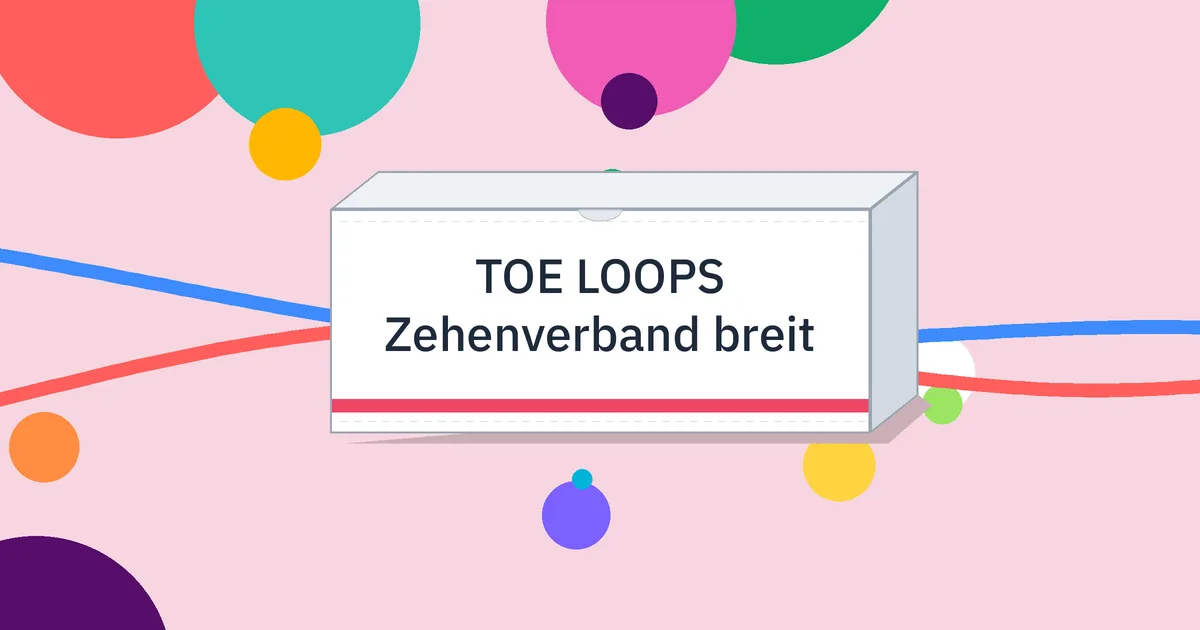 Symbolbild: Packung mit der Aufschrift TOE LOOPS Zehenverband breit (PZN 06711386) – Verfügbarkeit und Bezug in Apotheken in Frankfurt am Main