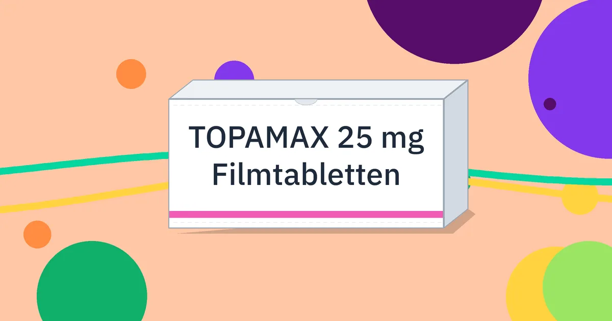 Symbolbild: Packung mit der Aufschrift TOPAMAX 25 mg Filmtabletten (PZN 05524883) – Verfügbarkeit und Bezug in Apotheken in Frankfurt am Main