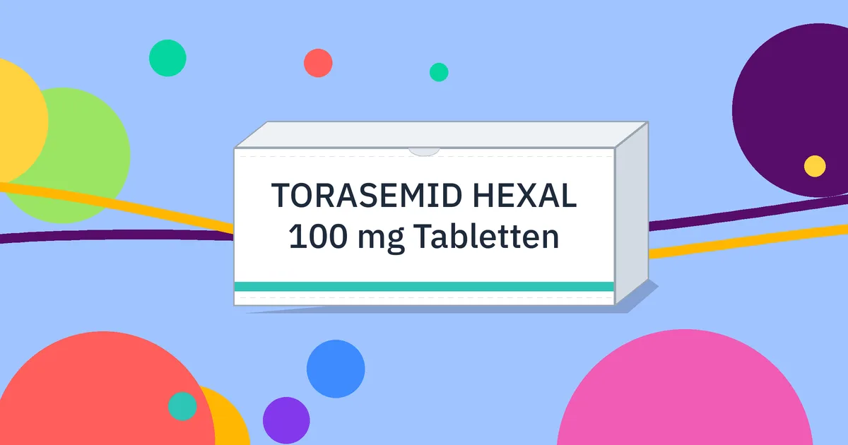 Symbolbild: Packung mit der Aufschrift TORASEMID HEXAL 100 mg Tabletten (PZN 03650359) – Verfügbarkeit und Bezug in Apotheken in Frankfurt am Main