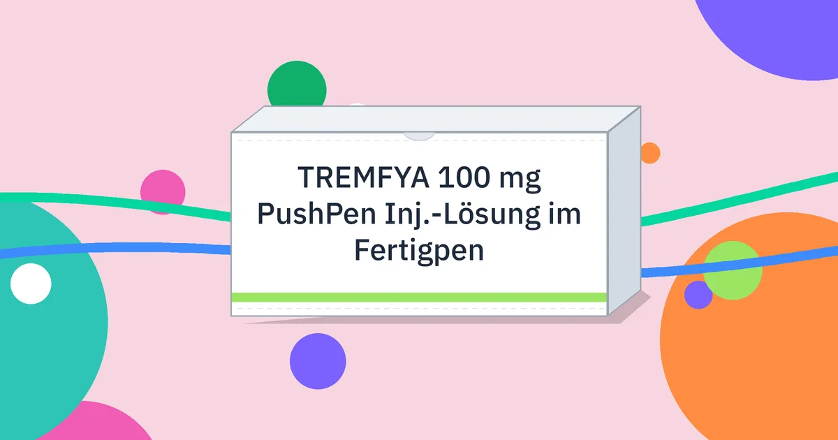 Symbolbild: Packung mit der Aufschrift TREMFYA 100 mg PushPen Inj.-Lösung im Fertigpen (PZN 19480103) – Verfügbarkeit und Bezug in Apotheken in Frankfurt am Main