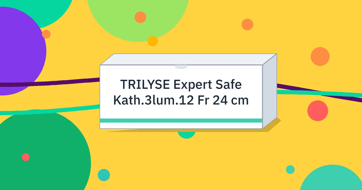 Symbolbild: Packung mit der Aufschrift TRILYSE Expert Safe Kath.3lum.12 Fr 24 cm (PZN 11125354) – Verfügbarkeit und Bezug in Apotheken in Frankfurt am Main