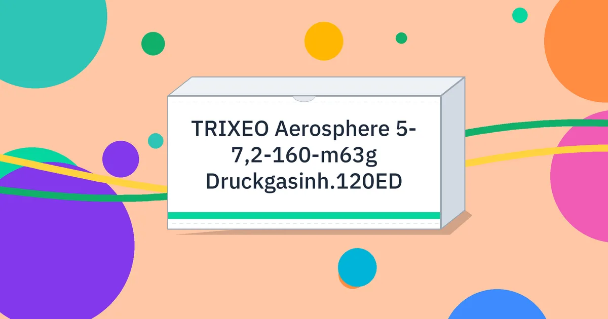 Symbolbild: Packung mit der Aufschrift TRIXEO Aerosphere 5-7,2-160-m63g Druckgasinh.120ED (PZN 17565717) – Verfügbarkeit und Bezug in Apotheken in Frankfurt am Main