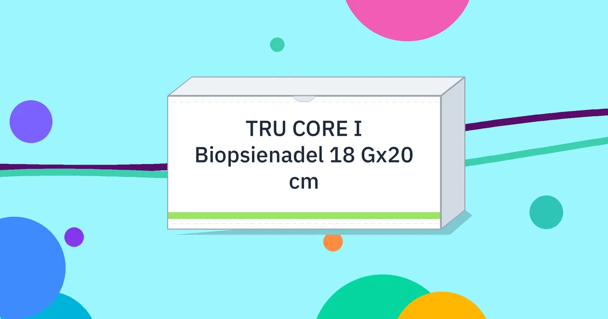 Symbolbild: Packung mit der Aufschrift TRU CORE I Biopsienadel 18 Gx20 cm (PZN 06768707) – Verfügbarkeit und Bezug in Apotheken in Frankfurt am Main