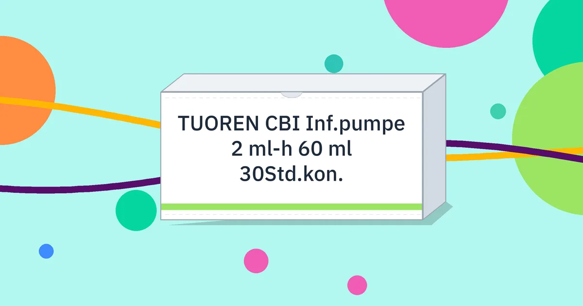 Symbolbild: Packung mit der Aufschrift TUOREN CBI Inf.pumpe 2 ml-h 60 ml 30Std.kon. (PZN 17978069) – Verfügbarkeit und Bezug in Apotheken in Frankfurt am Main