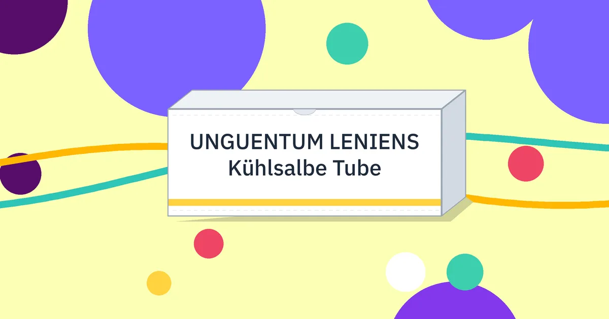 Symbolbild: Packung mit der Aufschrift UNGUENTUM LENIENS Kühlsalbe Tube (PZN 09155827) – Verfügbarkeit und Bezug in Apotheken in Frankfurt am Main