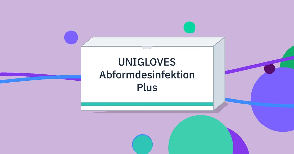 Symbolbild: Packung mit der Aufschrift UNIGLOVES Abformdesinfektion Plus (PZN 18332352) – Verfügbarkeit und Bezug in Apotheken in Frankfurt am Main