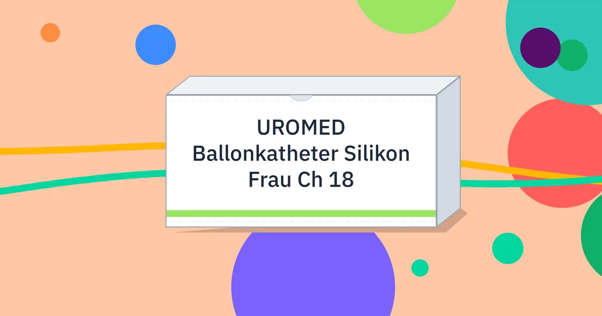 Symbolbild: Packung mit der Aufschrift UROMED Ballonkatheter Silikon Frau Ch 18 (PZN 09926874) – Verfügbarkeit und Bezug in Apotheken in Frankfurt am Main