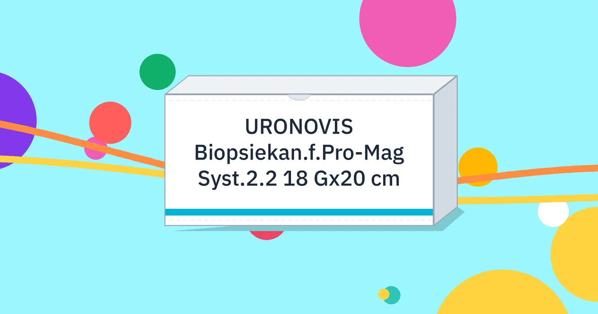 Symbolbild: Packung mit der Aufschrift URONOVIS Biopsiekan.f.Pro-Mag Syst.2.2 18 Gx20 cm (PZN 00811916) – Verfügbarkeit und Bezug in Apotheken in Frankfurt am Main