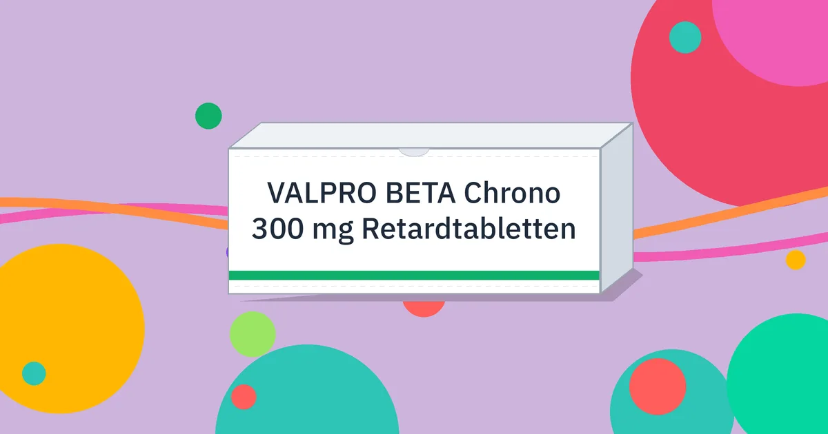 Symbolbild: Packung mit der Aufschrift VALPRO BETA Chrono 300 mg Retardtabletten (PZN 01907127) – Verfügbarkeit und Bezug in Apotheken in Frankfurt am Main