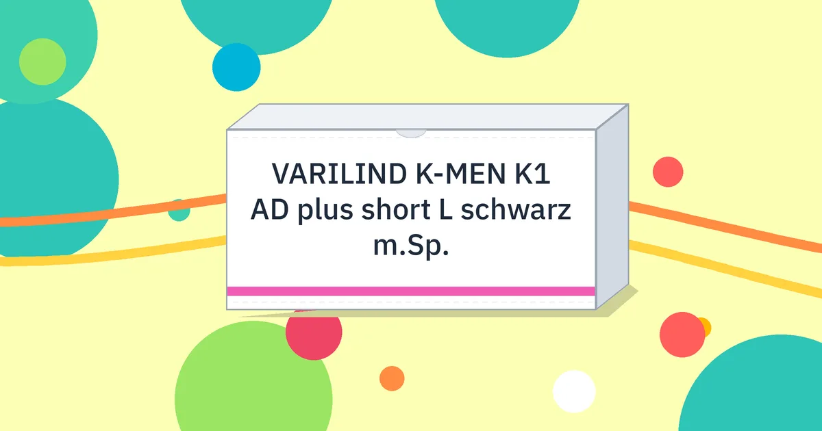 Symbolbild: Packung mit der Aufschrift VARILIND K-MEN K1 AD plus short L schwarz m.Sp. (PZN 20569222) – Verfügbarkeit und Bezug in Apotheken in Frankfurt am Main