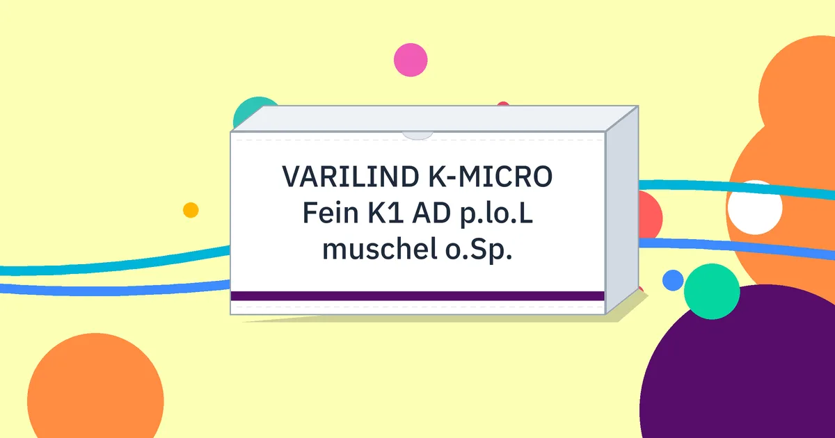 Symbolbild: Packung mit der Aufschrift VARILIND K-MICRO Fein K1 AD p.lo.L muschel o.Sp. (PZN 20558431) – Verfügbarkeit und Bezug in Apotheken in Frankfurt am Main