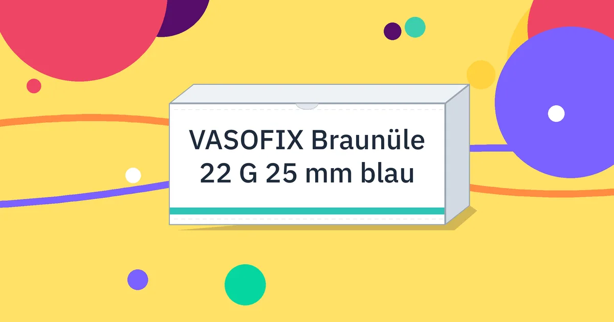 Symbolbild: Packung mit der Aufschrift VASOFIX Braunüle 22 G 25 mm blau (PZN 04480830) – Verfügbarkeit und Bezug in Apotheken in Frankfurt am Main