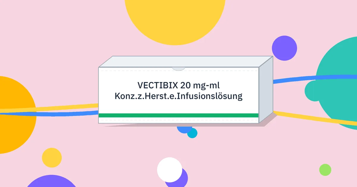 Symbolbild: Packung mit der Aufschrift VECTIBIX 20 mg-ml Konz.z.Herst.e.Infusionslösung (PZN 11728609) – Verfügbarkeit und Bezug in Apotheken in Frankfurt am Main
