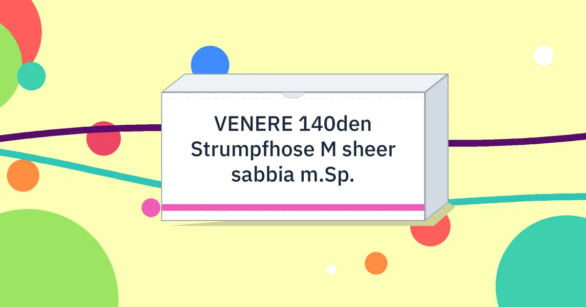 Symbolbild: Packung mit der Aufschrift VENERE 140den Strumpfhose M sheer sabbia m.Sp. (PZN 16171117) – Verfügbarkeit und Bezug in Apotheken in Frankfurt am Main