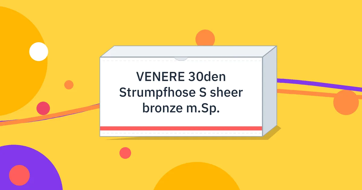 Symbolbild: Packung mit der Aufschrift VENERE 30den Strumpfhose S sheer bronze m.Sp. (PZN 16172298) – Verfügbarkeit und Bezug in Apotheken in Frankfurt am Main