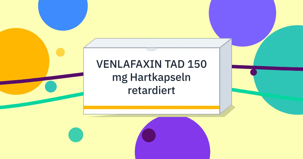 Symbolbild: Packung mit der Aufschrift VENLAFAXIN TAD 150 mg Hartkapseln retardiert (PZN 18128172) – Verfügbarkeit und Bezug in Apotheken in Frankfurt am Main
