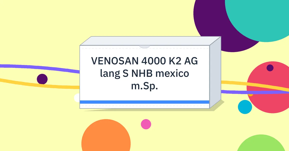 Symbolbild: Packung mit der Aufschrift VENOSAN 4000 K2 AG lang S NHB mexico m.Sp. (PZN 14424494) – Verfügbarkeit und Bezug in Apotheken in Frankfurt am Main