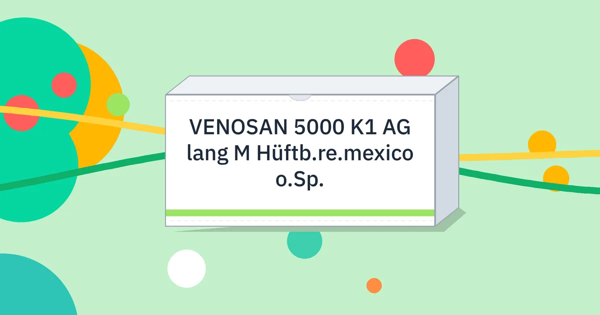Symbolbild: Packung mit der Aufschrift VENOSAN 5000 K1 AG lang M Hüftb.re.mexico o.Sp. (PZN 14429528) – Verfügbarkeit und Bezug in Apotheken in Frankfurt am Main