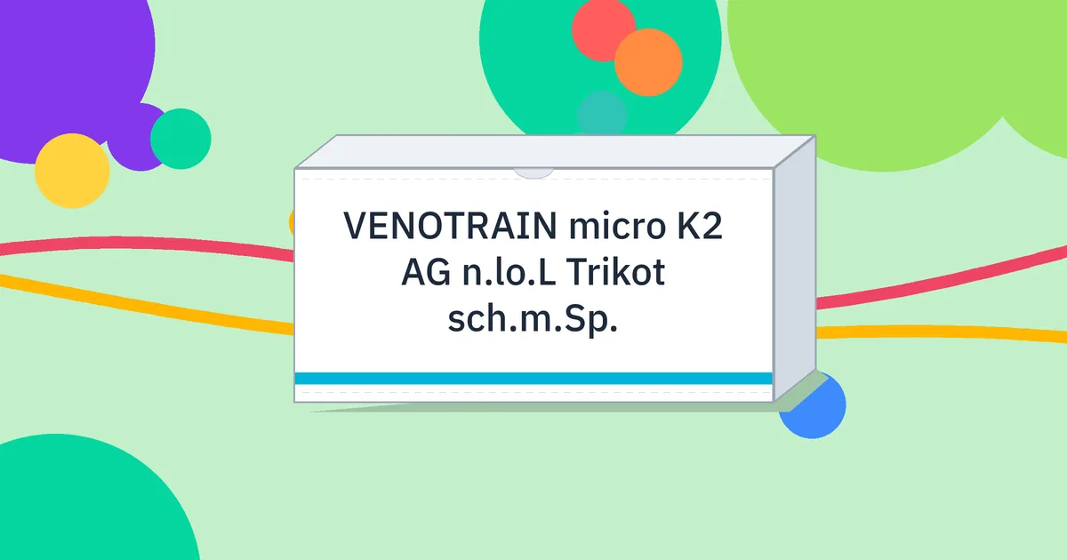 Symbolbild: Packung mit der Aufschrift VENOTRAIN micro K2 AG n.lo.L Trikot sch.m.Sp. (PZN 02355049) – Verfügbarkeit und Bezug in Apotheken in Frankfurt am Main