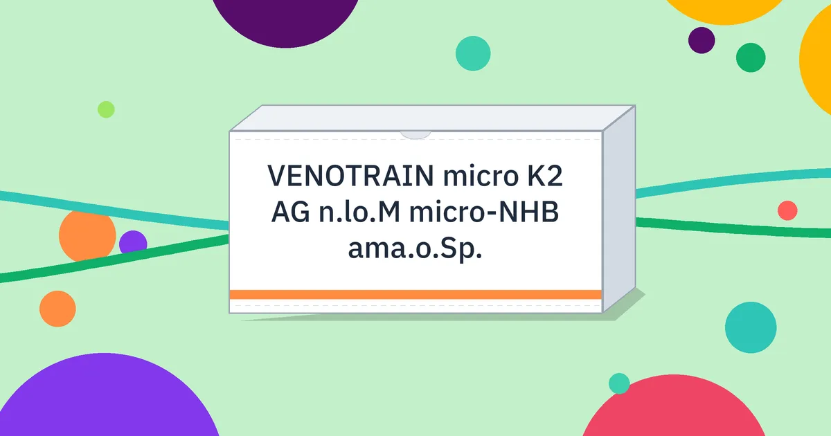 Symbolbild: Packung mit der Aufschrift VENOTRAIN micro K2 AG n.lo.M micro-NHB ama.o.Sp. (PZN 16065912) – Verfügbarkeit und Bezug in Apotheken in Frankfurt am Main
