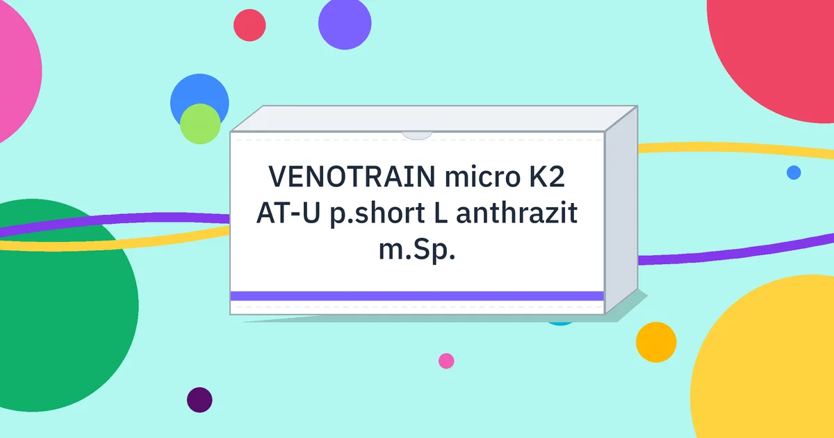 Symbolbild: Packung mit der Aufschrift VENOTRAIN micro K2 AT-U p.short L anthrazit m.Sp. (PZN 11060749) – Verfügbarkeit und Bezug in Apotheken in Frankfurt am Main