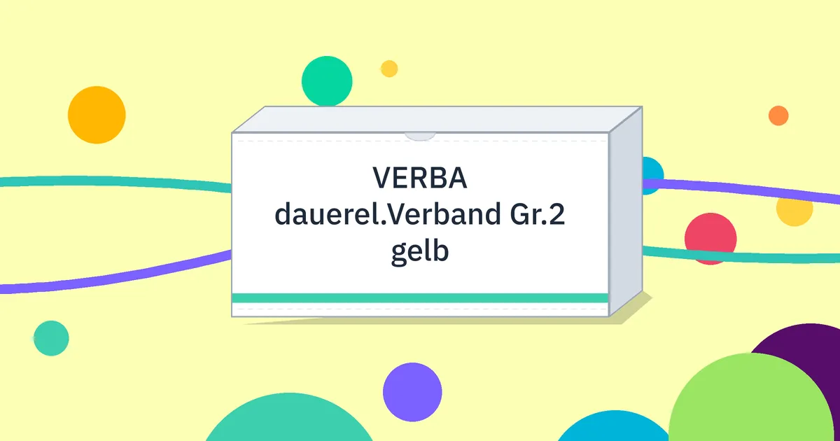 Symbolbild: Packung mit der Aufschrift VERBA dauerel.Verband Gr.2 gelb (PZN 01981709) – Verfügbarkeit und Bezug in Apotheken in Frankfurt am Main