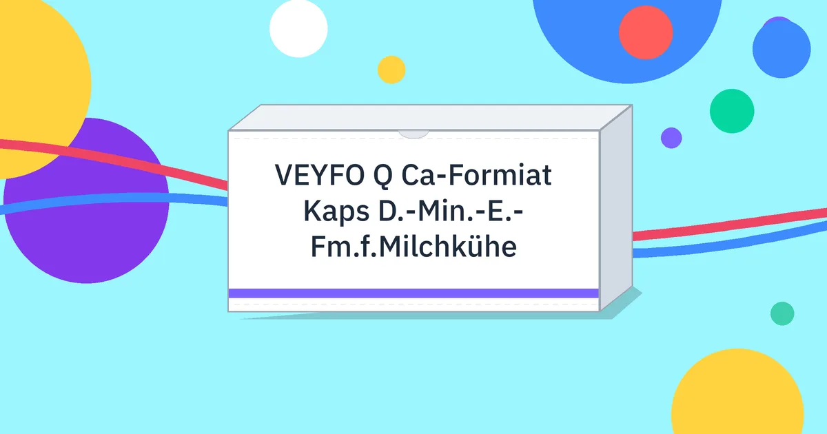 Symbolbild: Packung mit der Aufschrift VEYFO Q Ca-Formiat Kaps D.-Min.-E.-Fm.f.Milchkühe (PZN 18378868) – Verfügbarkeit und Bezug in Apotheken in Frankfurt am Main