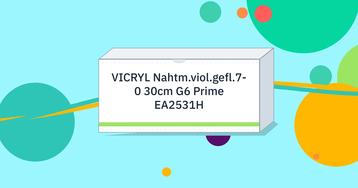 Symbolbild: Packung mit der Aufschrift VICRYL Nahtm.viol.gefl.7-0 30cm G6 Prime EA2531H (PZN 16257592) – Verfügbarkeit und Bezug in Apotheken in Frankfurt am Main