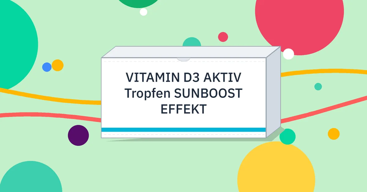 Symbolbild: Packung mit der Aufschrift VITAMIN D3 AKTIV Tropfen SUNBOOST EFFEKT (PZN 16842913) – Verfügbarkeit und Bezug in Apotheken in Frankfurt am Main