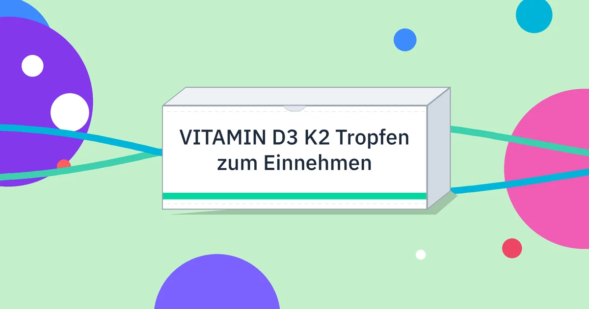Symbolbild: Packung mit der Aufschrift VITAMIN D3 K2 Tropfen zum Einnehmen (PZN 19280893) – Verfügbarkeit und Bezug in Apotheken in Frankfurt am Main