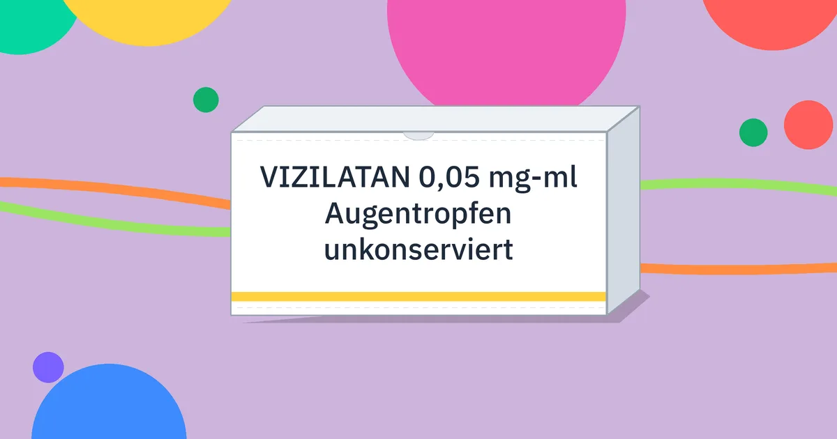 Symbolbild: Packung mit der Aufschrift VIZILATAN 0,05 mg-ml Augentropfen unkonserviert (PZN 18046675) – Verfügbarkeit und Bezug in Apotheken in Frankfurt am Main