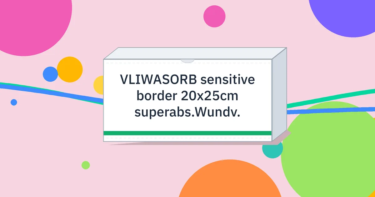 Symbolbild: Packung mit der Aufschrift VLIWASORB sensitive border 20x25cm superabs.Wundv. (PZN 20328033) – Verfügbarkeit und Bezug in Apotheken in Frankfurt am Main